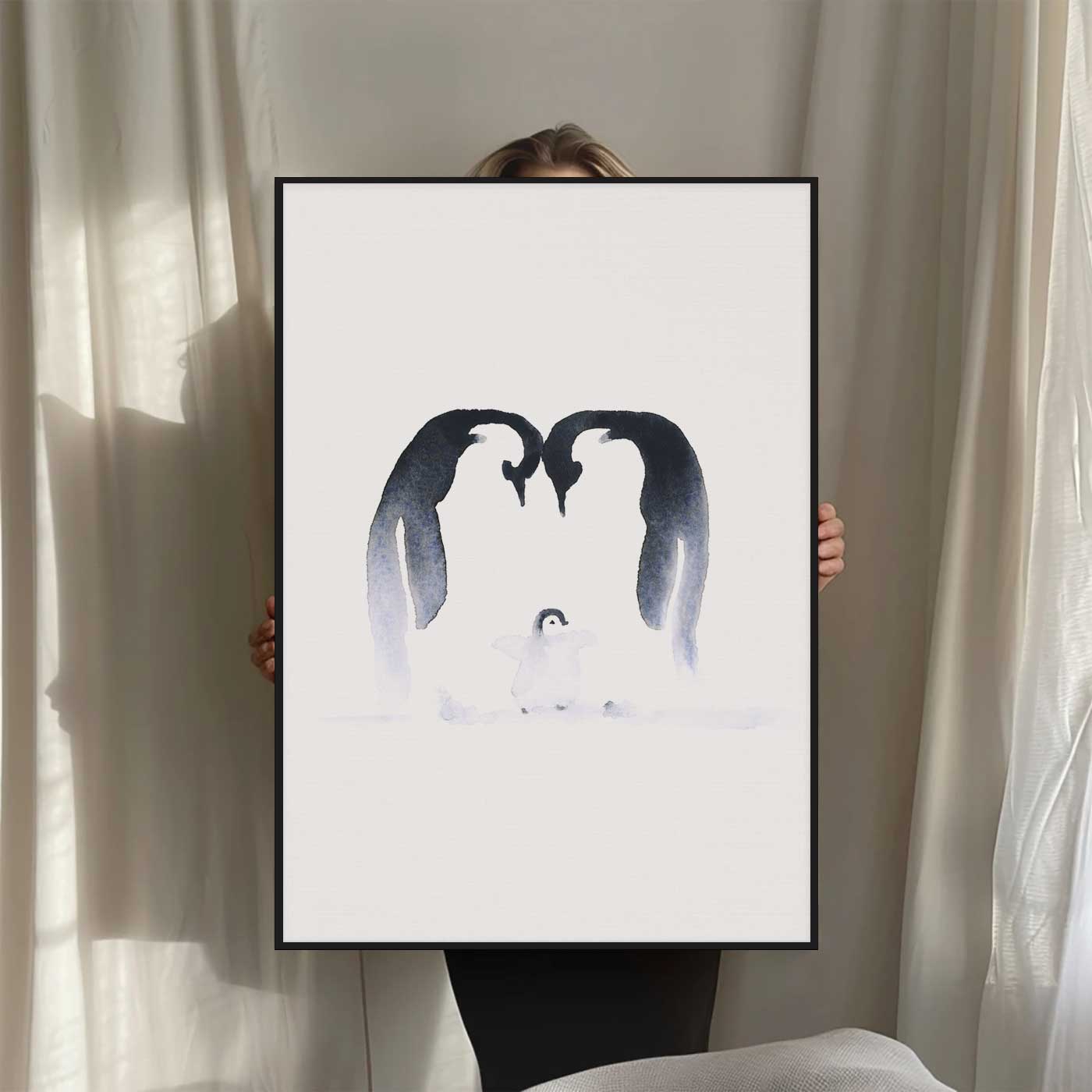 Tranh Penguin Family - xoxo print